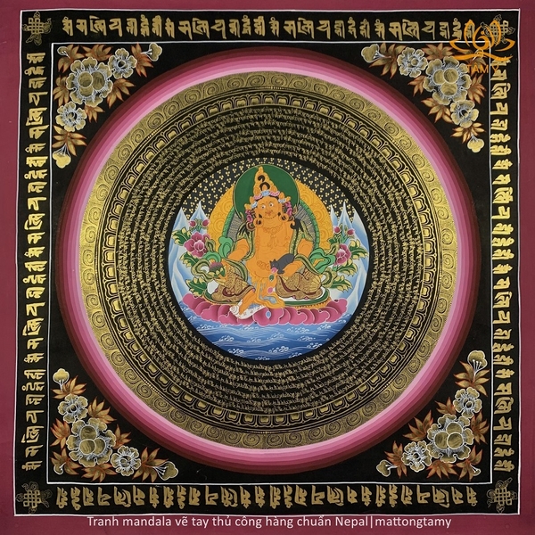 Tranh Mandala Hoàng Thần Tài Vẽ Tay Thủ Công 100% Từ Nepal Mật Tông Tâm Ý