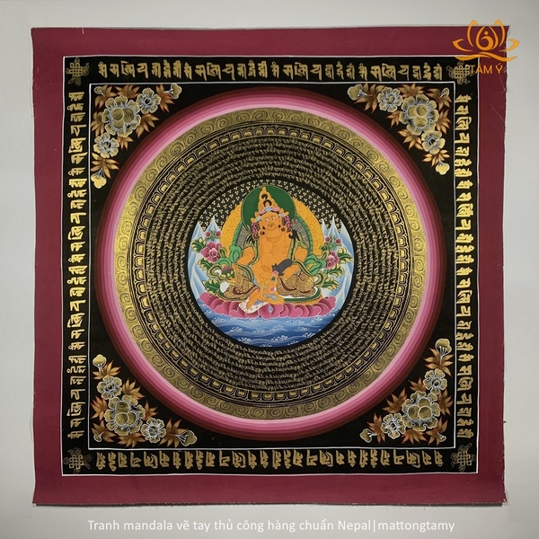 Tranh Mandala Hoàng Thần Tài Vẽ Tay Thủ Công 100% Từ Nepal Mật Tông Tâm Ý