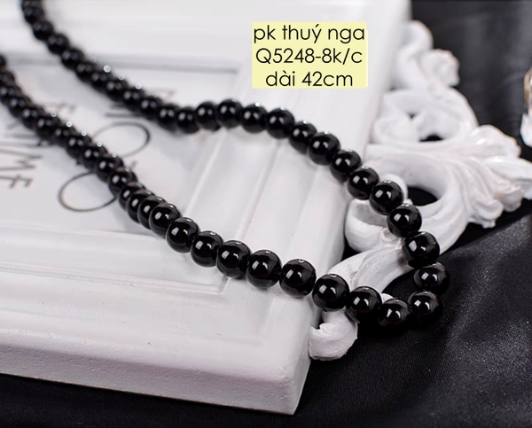 Vòng hạt ngọc trai -ĐEN (hạt 8mm, dài 42cm).
