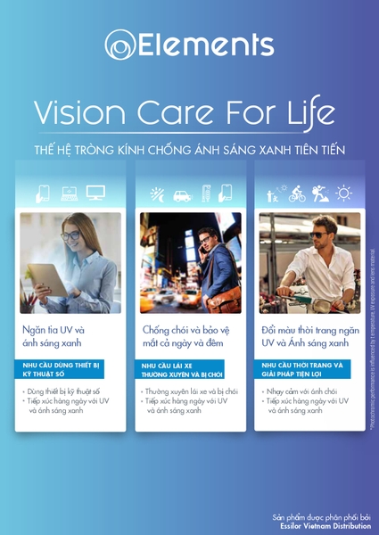 Tròng kính Essilor Elements Blue UV Cut