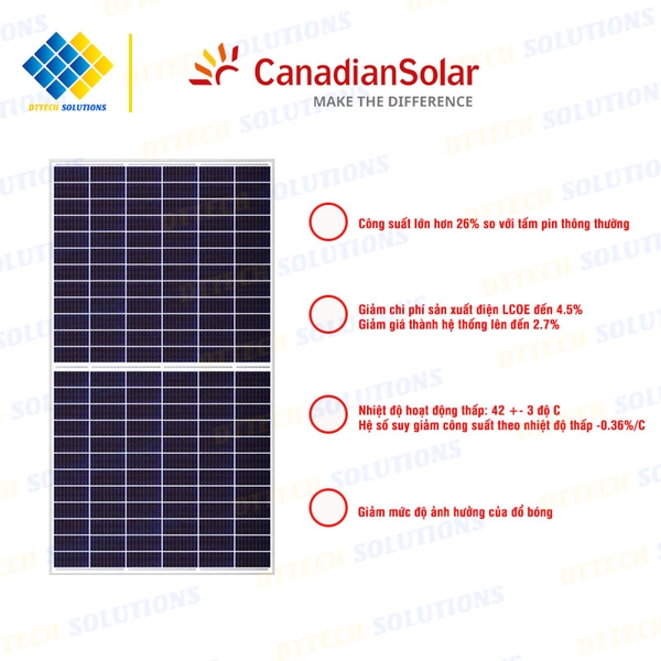 TẤM PIN NĂNG LƯỢNG MẶT TRỜI CANADIAN 540W DTTECH SOLUTIONS