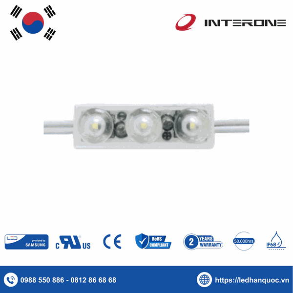 LED Module 3 bóng Interone-Z3T-V05-W-A6-048-1-11000K-SS2835 | Led Hàn Quốc