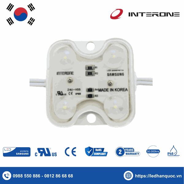 LED Module 4 bóng Interone-Z4U-V05-W-A6-144-1-11000K-SS2835 | Led Hàn Quốc