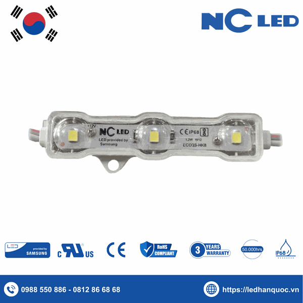 LED Module 3 bóng NC-ECO3S-HK8-12000K (chip LED Samsung) | Led Hàn Quốc