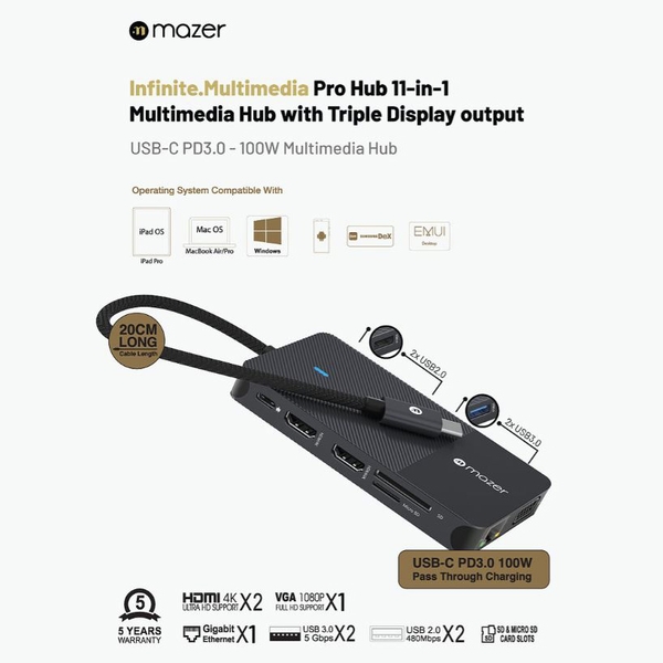 Cổng Chuyển Đổi Mazer Infinite.HUB Plus 11-in-1 M-UC2MULTI7003-BK ...
