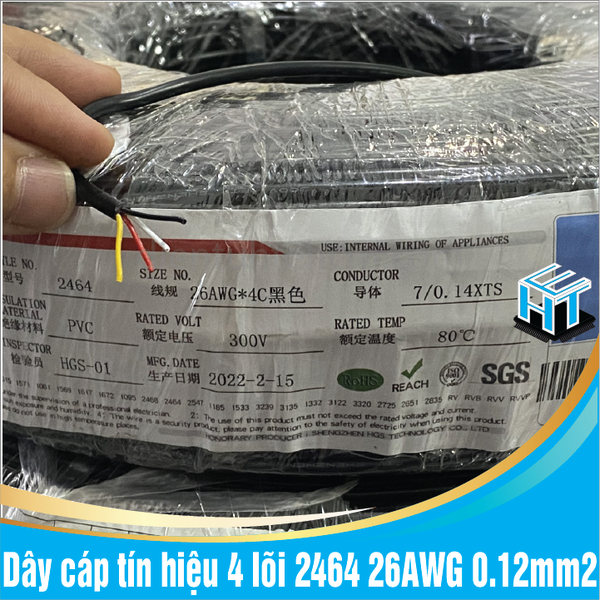 Dây cáp tín hiệu 4 lõi 2464 26AWG 0.12mm2 vỏ PVC 80 độ C HTE LINH KIỆN ...