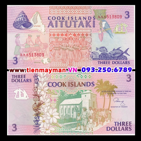 Tiền giấy Cook Islands 3 Dollar 1992 UNC Tiền Lì Xì Tết 2025 , Quà Tặng ...
