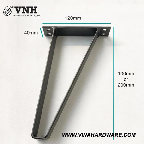 Triangular table leg frame, matte black paint - Processed by ...