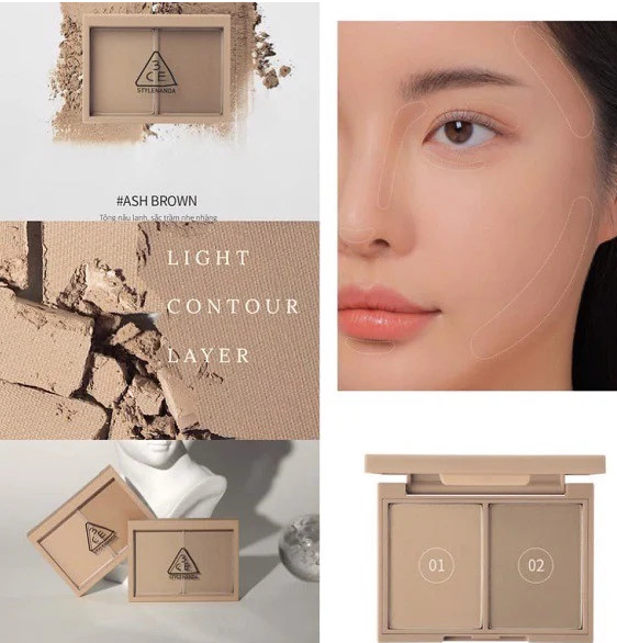 BẢNG TẠO KHỐI 3CE CONTOUR SHADING ASH BROWN DATE T5/2027 ...