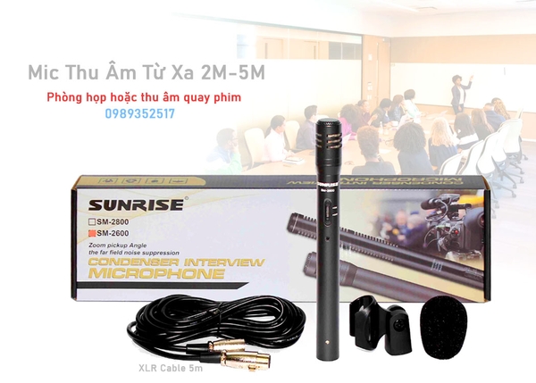 SUNRISE SM2600 Mic Thu Âm Từ Xa Cho Máy Quay Và Phòng Họp
