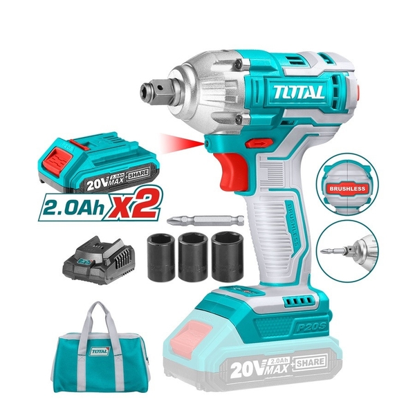 Máy bắn bu lông pin 20V lực 220Nm Total TIWLI20208