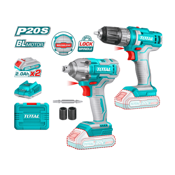 Combo máy khoan TDLI200528 và máy bắn bu lông TIWLI2038 20V Total ...