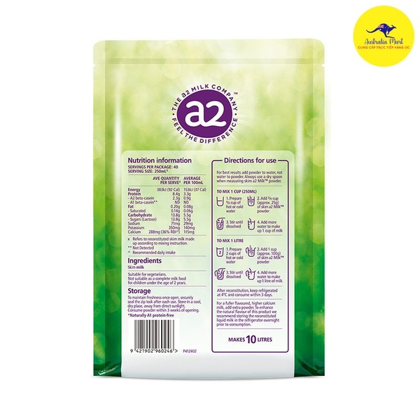 Sữa bột A2 Skim Milk - Giải pháp uống sữa mà không béo | Australia Mart