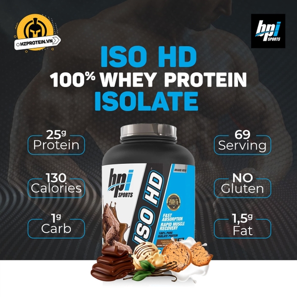 BPI ISO HD ISOLATE - WHEY PROTEIN TINH KHIẾT 100% CHÍNH HÃNG (5 LBS)
