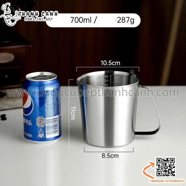Ca đong có vạch chia bằng inox 304, ca inox có vạch chia, ca đong định ...