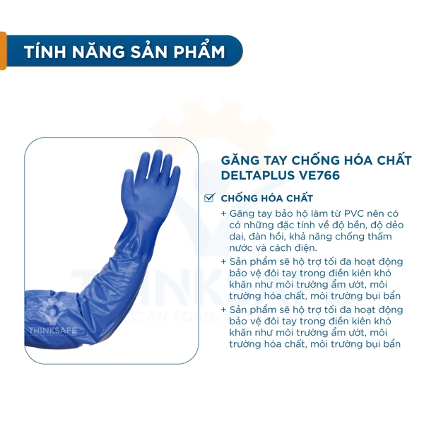 Găng tay chống hóa chất Deltaplus VE766 | Dài tay