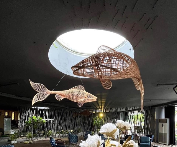 Đèn mây con cá hoàn thiện, đèn mây thả trần - Mayhouse – Craft & Décor