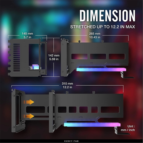 BỘ DỰNG DỌC VGA KÈM RISER EZDIY ARGB VERTICAL GPU MOUNT WITH PCIE4.0 ...