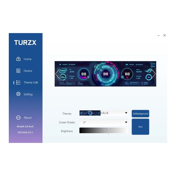 Màn hình TURZX 8.8 inch WHITE (MÀU TRẮNG/ Hiển thị thông số PC/ Tấm nền ...