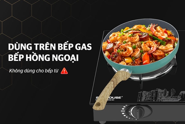 Chảo chống dính vân đá Sunhouse Clover CL28, CL30, Chất liệu hợp kim ...