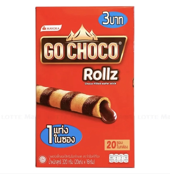 Bánh quế socola GO CHOCO ROLLZ MAYORA hộp 20 ống 320gram Siêu thị tự ...