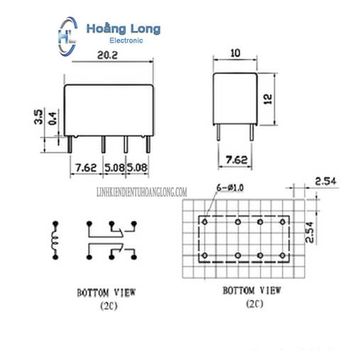 Relay 5V 1A HUIKE 8 Chân HK19F-DC05V-SHG- Hoằng Long | Linh Kiện Điện ...