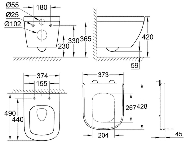 Bồn cầu treo tường Grohe 3932100A