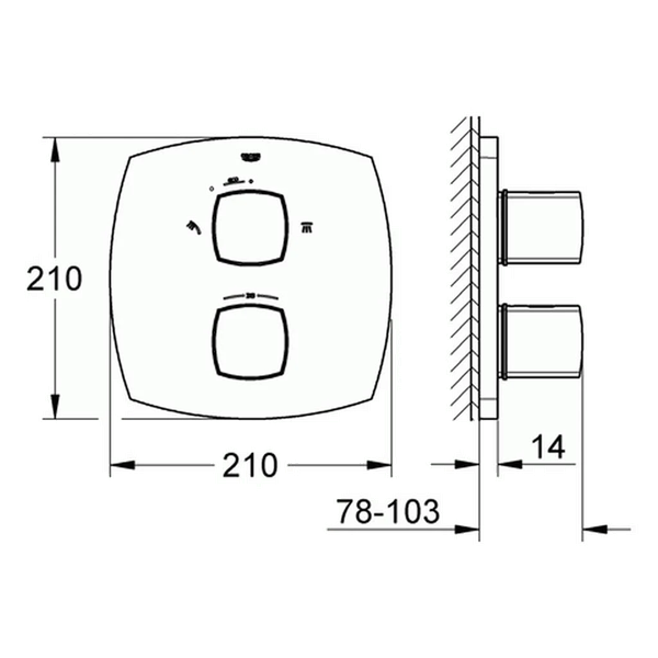 Mặt điều khiển bộ trộn Grohe Grandera 19937IG0 Chrome