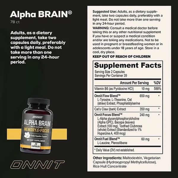 VIÊN UỐNG BỔ SUNG SỨC KHOẺ NÃO BỘ - ONNIT ALPHA BRAIN PREMIUM NOOTROPIC ...