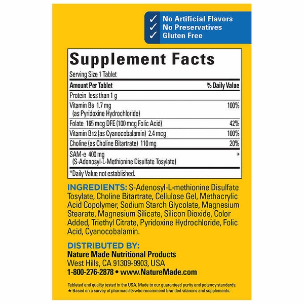 VIÊN UỐNG HỖ TRỢ SỨC KHỎE THẦN KINH VÀ NÃO - NATURE MADE SAM-E ADVANCED ...