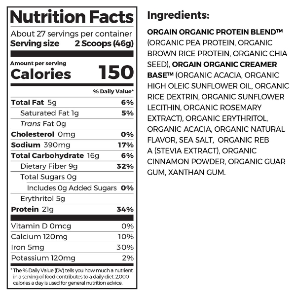 BỘT PROTEIN HỮU CƠ VỊ KEM HORCHATA - ORGAIN USDA ORGANIC PLANT PROTEIN ...
