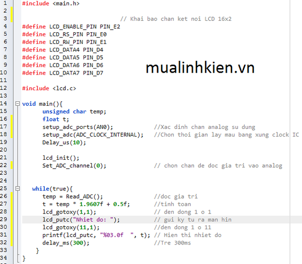 [ Lập Trình Pic] Bài 6: Hiển thị nhiệt độ trên LCD 16x2 dùng cảm biến