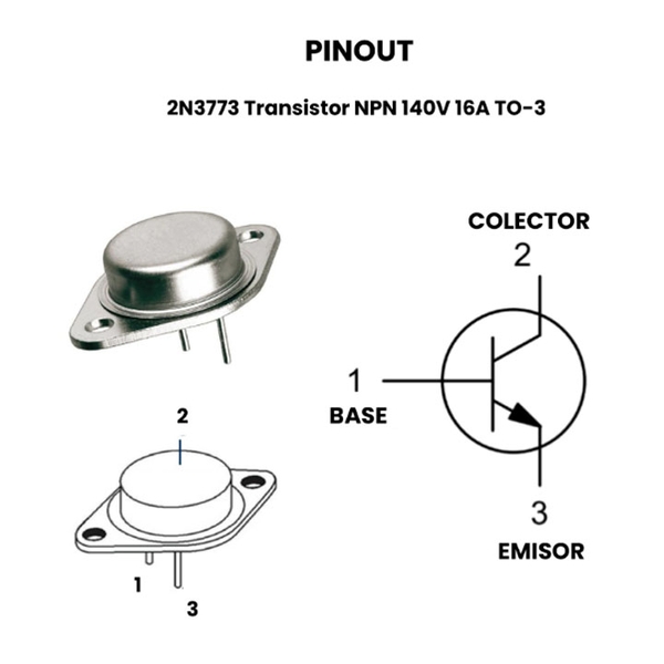 Transistor Sắt 2 Chân 2N3773 NPN 16A 160V 150W TO-3