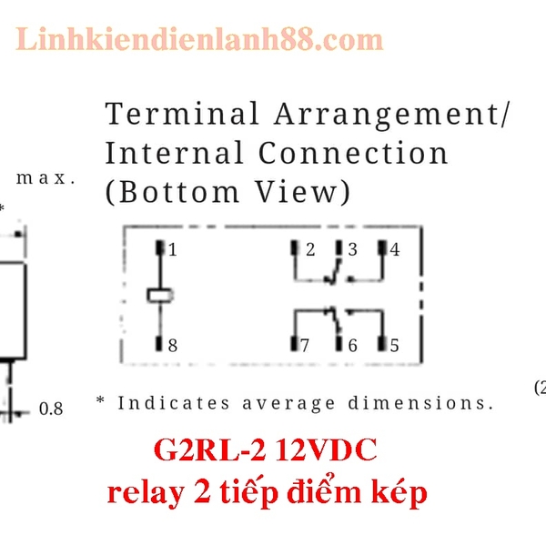 Rơ le G2RL-2 12VDC 2 tiếp điểm 8A 250VAC mới chính hãng. Linh Kiện Điện Lạnh 88