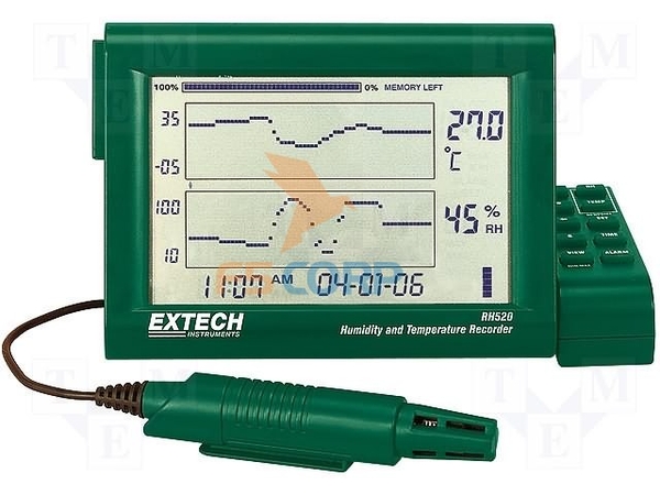 Máy ghi biểu đồ nhiệt độ và độ ẩm kèm chứng nhận hiệu chuẩn NIST EXTECH ...