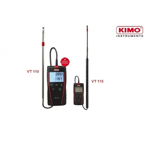 Máy đo tốc độ, lưu lượng gió và nhiệt độ với đầu đo hotwire uốn cong 90 ...