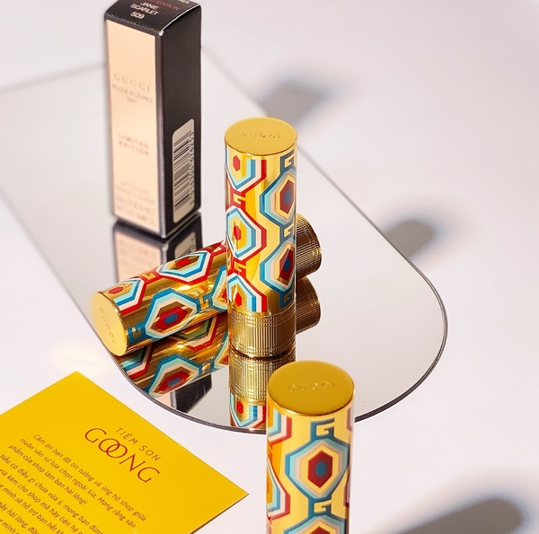 Son Gucci limited hoạ tiết xanh đỏ Tiệm son Goong