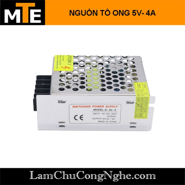 Nguồn tổ ong, nguồn led 5V 4A 20W Module S-20-5 MTE