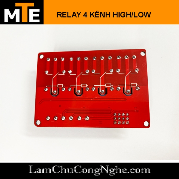 Module 4 relay 5V với opto cách ly HIGH/LOW đóng cắt Thiết bị điện 10A MTE