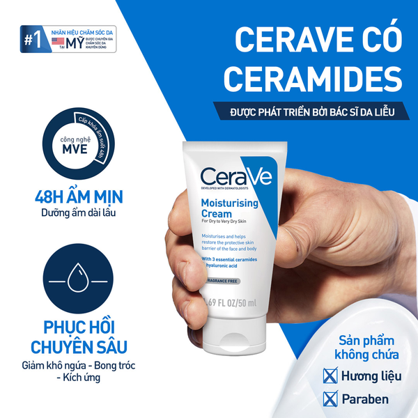 CeraVe Kem Dưỡng Moisturising Cream Mini 50ml