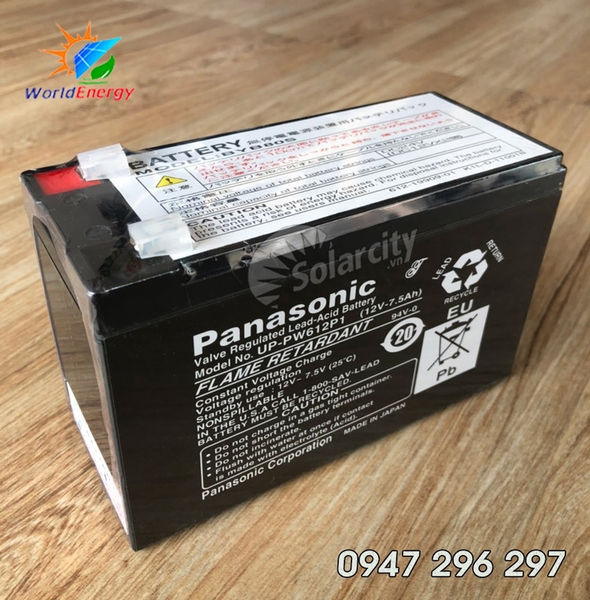 Ắc quy Panasonic 12V-7.5Ah Điện Năng Lượng Mặt Trời