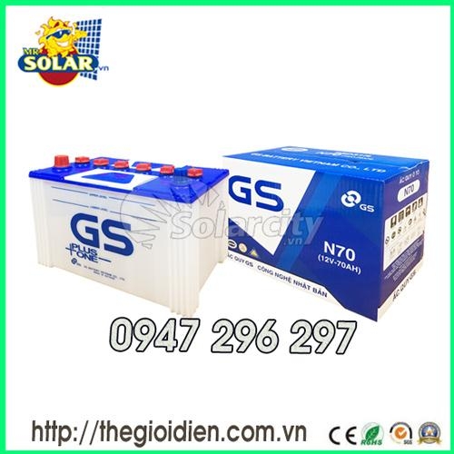 Ắc quy ô tô GS nước 12v-70Ah (N70) Điện Năng Lượng Mặt Trời
