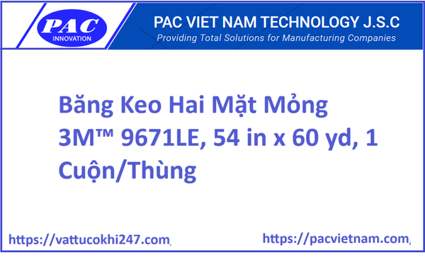 Băng Keo Hai Mặt Mỏng 3M™ 9671LE, 54 in x 60 yd, 1 Cuộn/Thùng | Vật Tư ...