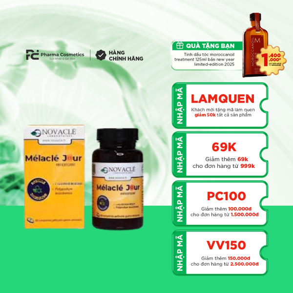 NOVACLÉ MÉLACLÉ JOUR VIÊN UỐNG TRẮNG DA, CHỐNG NẮNG THÀNH PHẦN CHÍNH ...