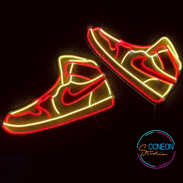 Jordan Led Neon -Đèn Led Trang Trí Hình Giày Màu Đỏ Vàng