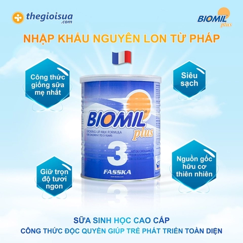 Sữa bột Biomil Plus 3 800g cho bé 1-3 tuổi