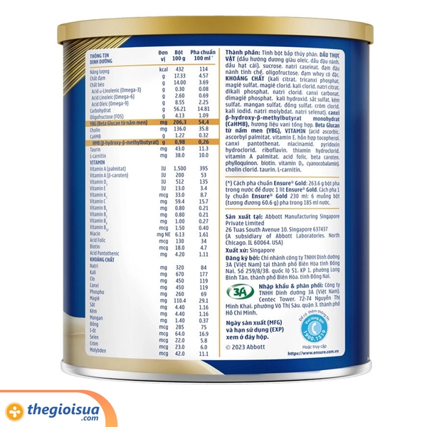 Abbott Ensure Gold 380g (Beta Glucan)