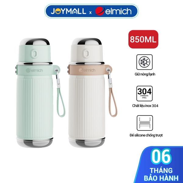 Bình giữ nhiệt 850ml inox 304 Elmich EL8364, Hàng chính hãng, giữ lạnh đến 48h, 2 nắp, chống ...