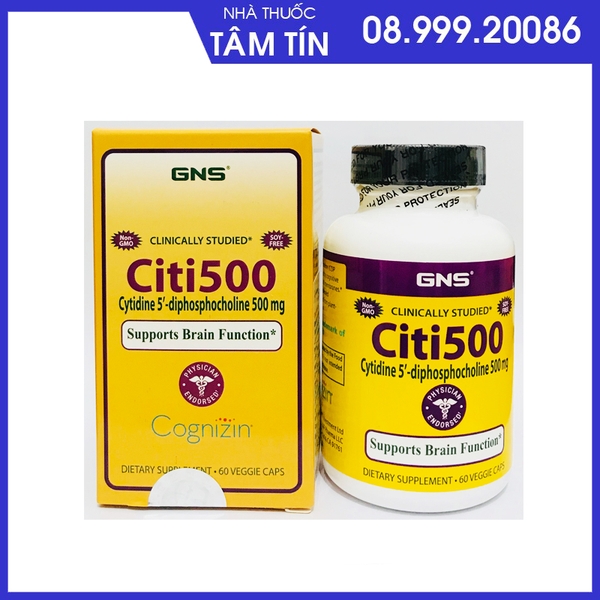 Citi500 citicoline 500mg GNS (NK Mỹ) hộp 60 viên