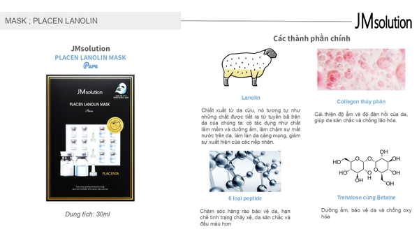 Mặt nạ JM Solution Placen Lanolin Mask Pure 30ml | CÔNG TY TNHH THƯƠNG ...